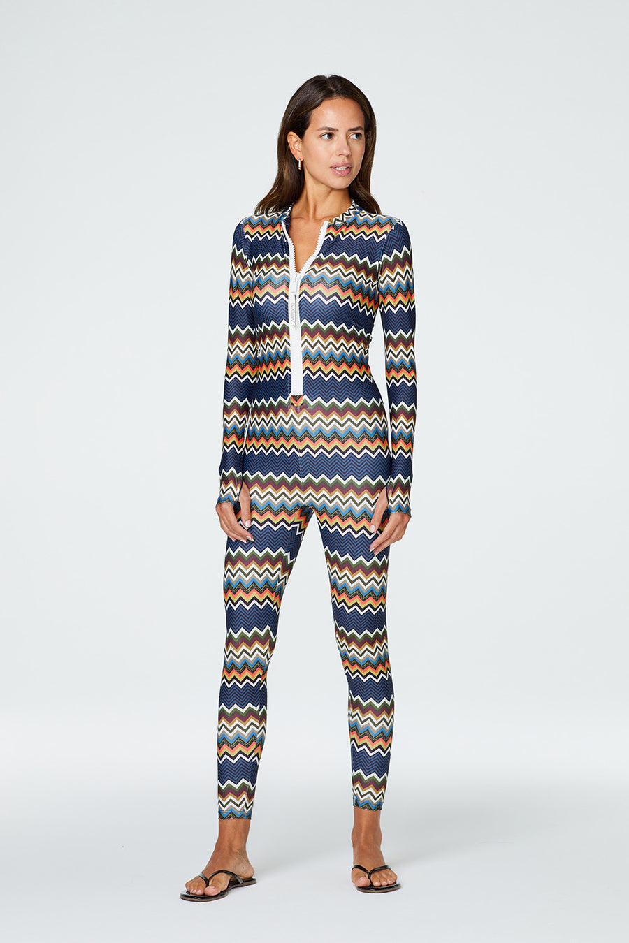 Zigzag Pattern Long Sleeve UPF 50+ UV Sun Protection Catsuit - WATSKIN